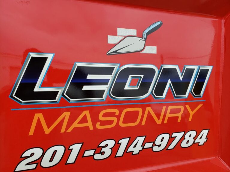 Leoni masonry logo design and truck lettering - AJR Wraps Truck ...